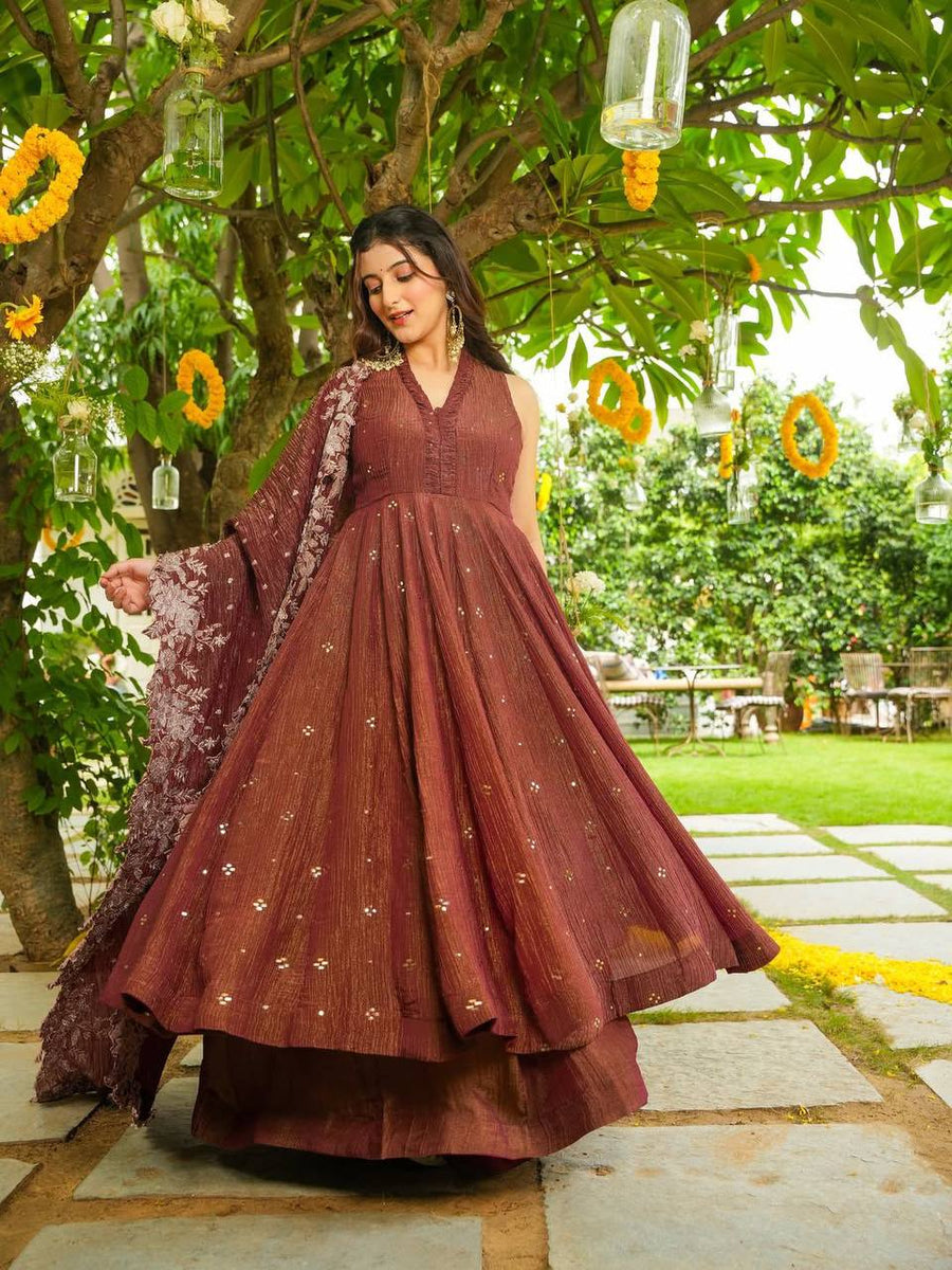 Stylish Women Crunchy Fabric Embroidered Sharara Suit Set with Dupatta ...